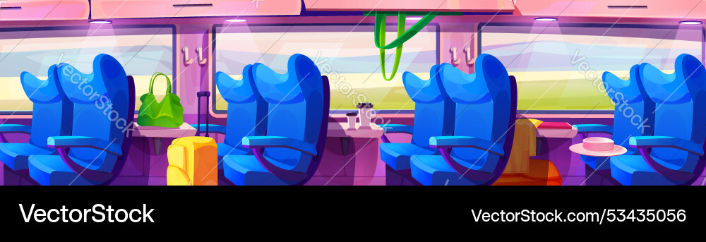 Inside train interior with window and chair Vector Image