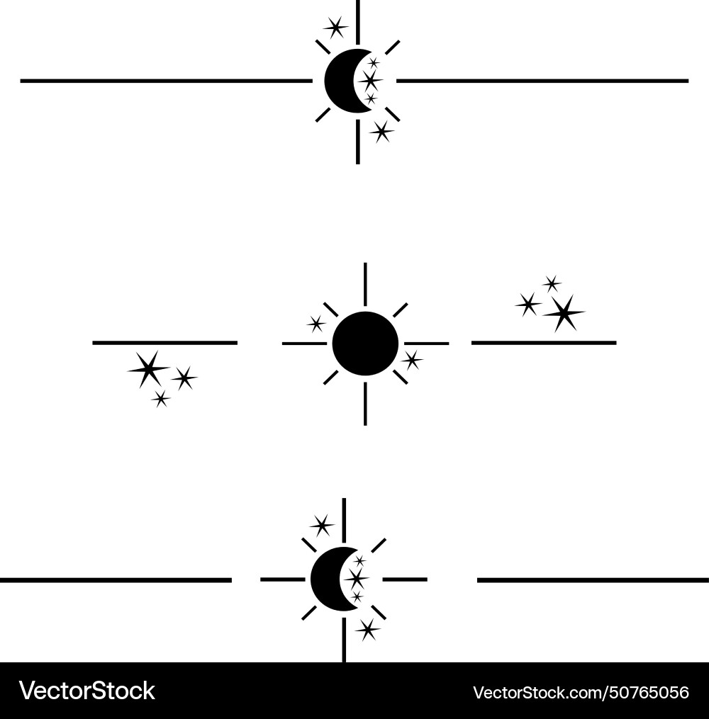Sun and moon dividers Royalty Free Vector Image