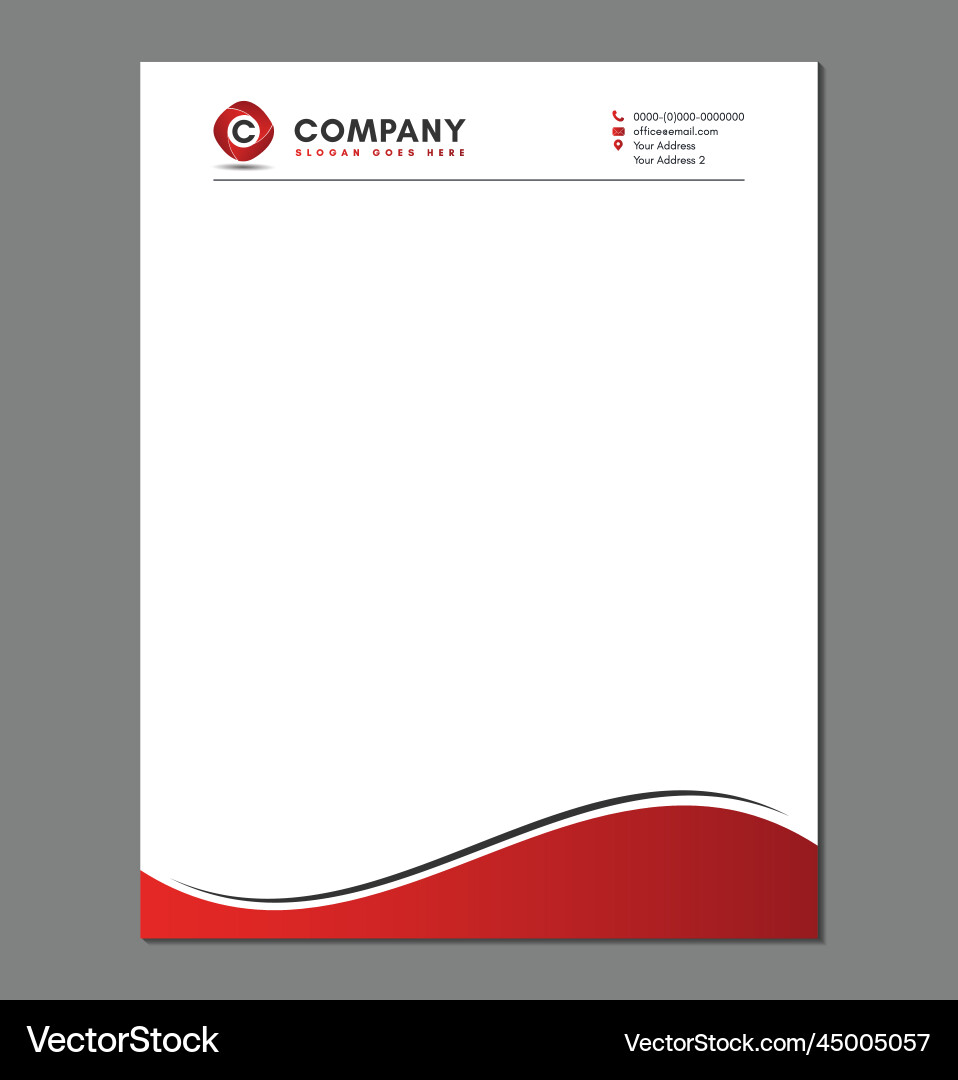 Blank red letterhead template with circle logo Vector Image