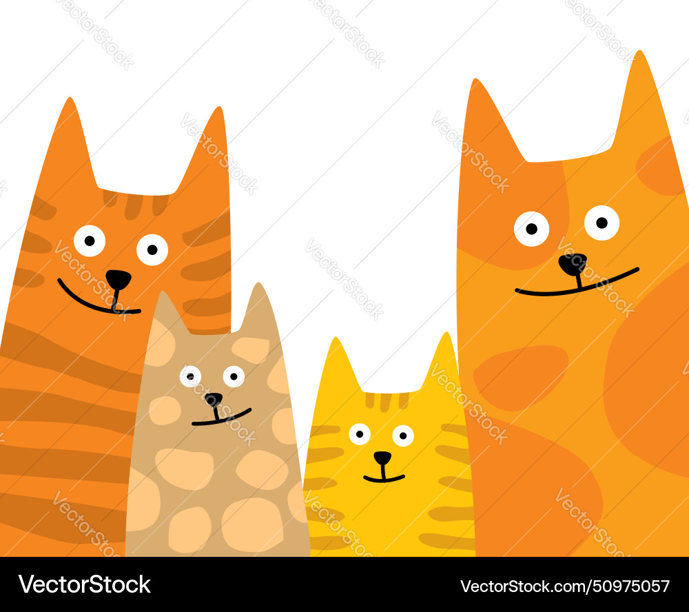 Bunch of cheerful multi-colored cats Royalty Free Vector