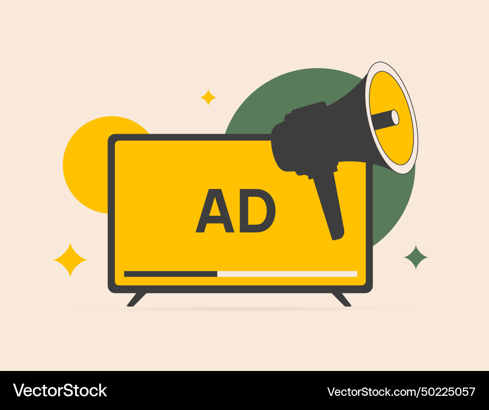 Ctv advertising concept connected tv ad native Vector Image