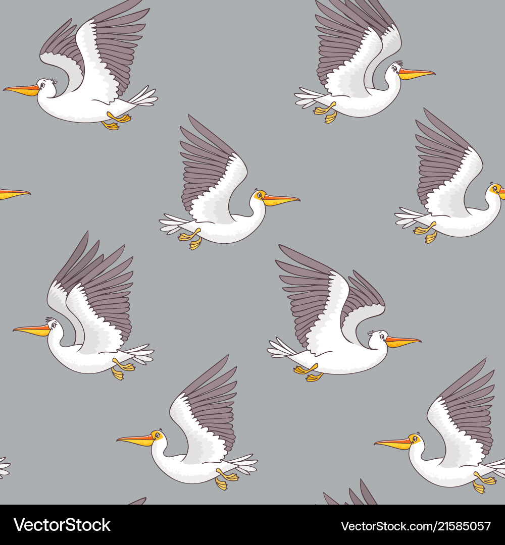 Cute Cartoon Pelican Pattern Royalty Free Vector Image