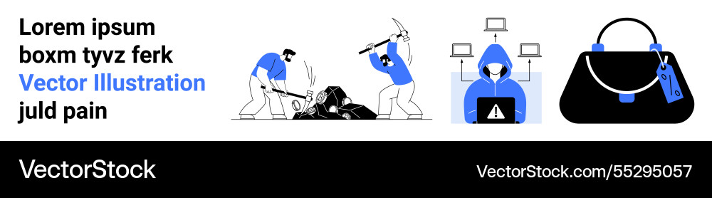 Cybersecurity threats and labor exploitation Vector Image