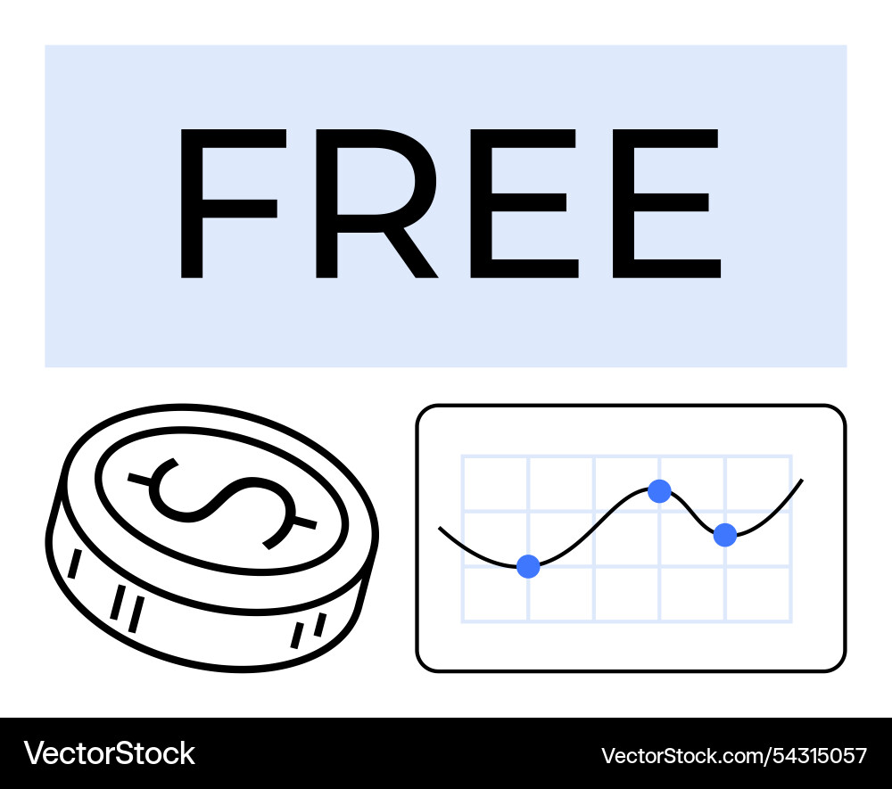 Free resource represented by graph coin and text Vector Image