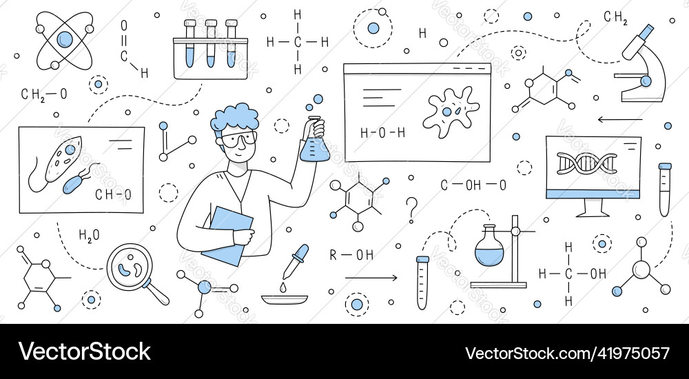 Man scientist science research equipment Vector Image