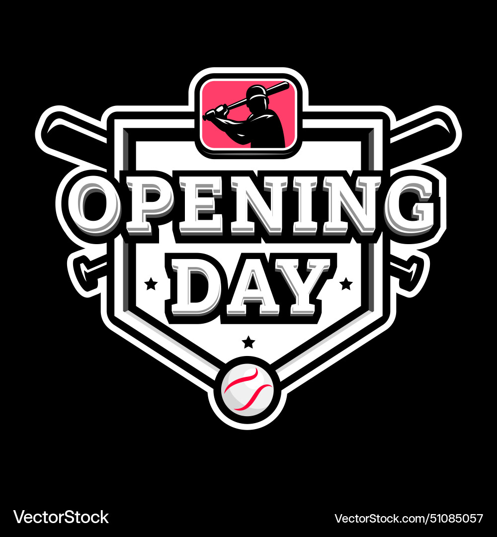 Opening day baseball logo emblem on a dark Vector Image