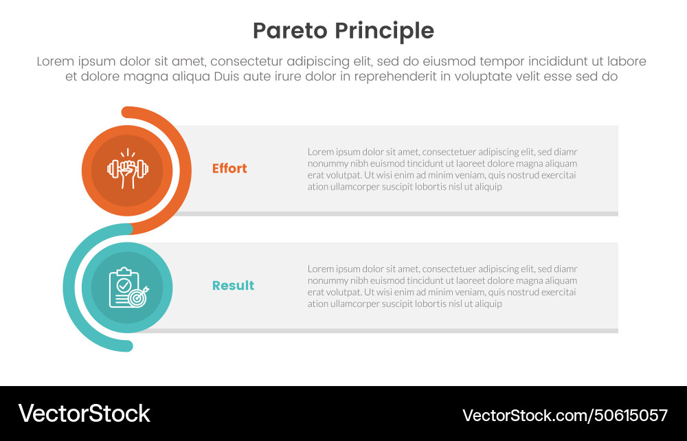 Pareto principle comparison or versus concept Vector Image