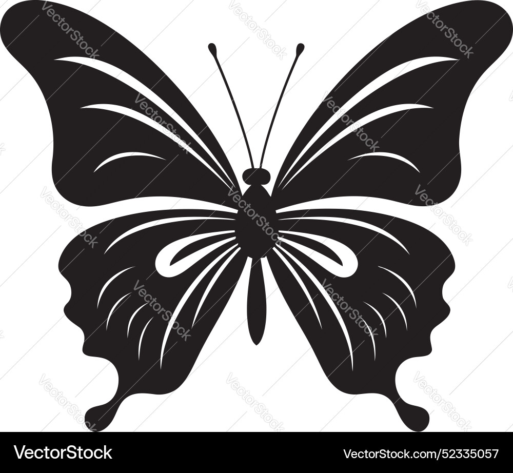 Radiant flutter iconic butterfly in black Vector Image