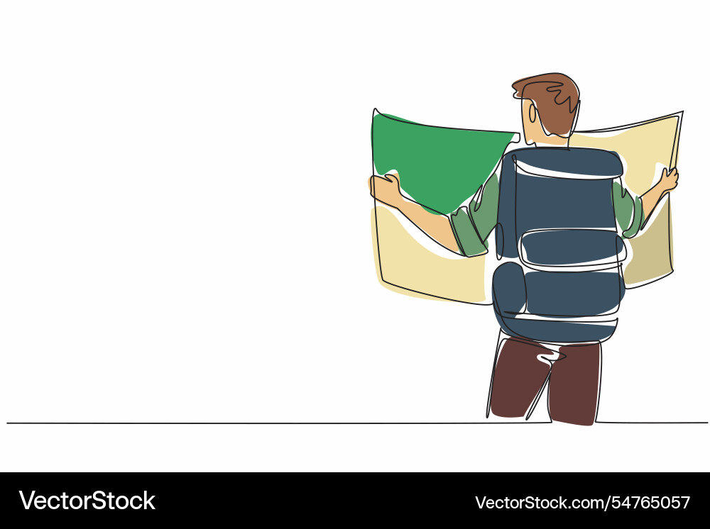 Single continuous line drawing a man carrying Vector Image