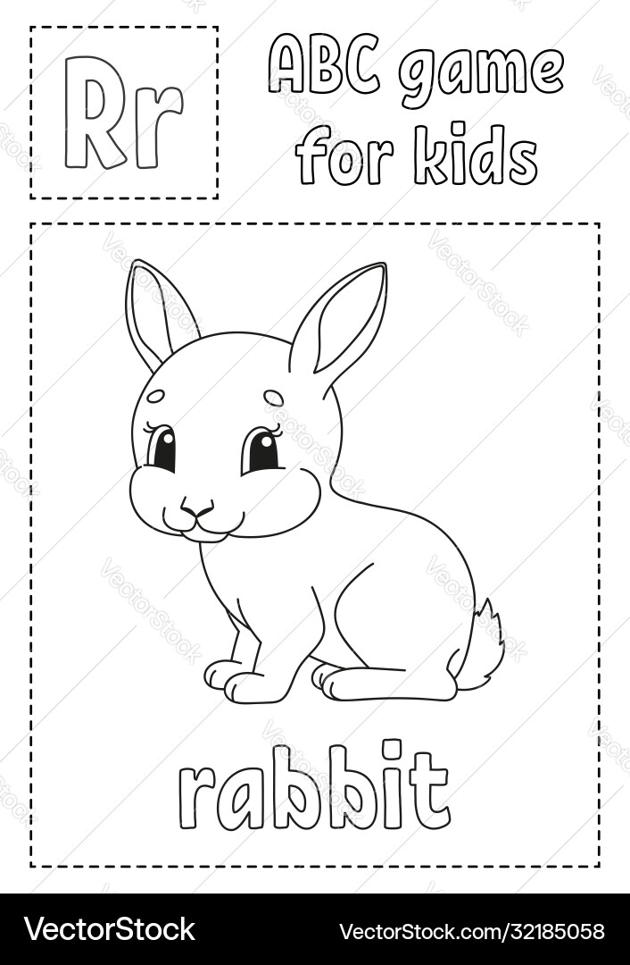 Cute Alphabet Malvorlage - ABC Spiel für Kinder Vektorbild