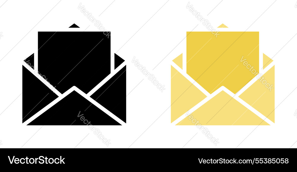 Envelope open icons pack in black and colored Vector Image