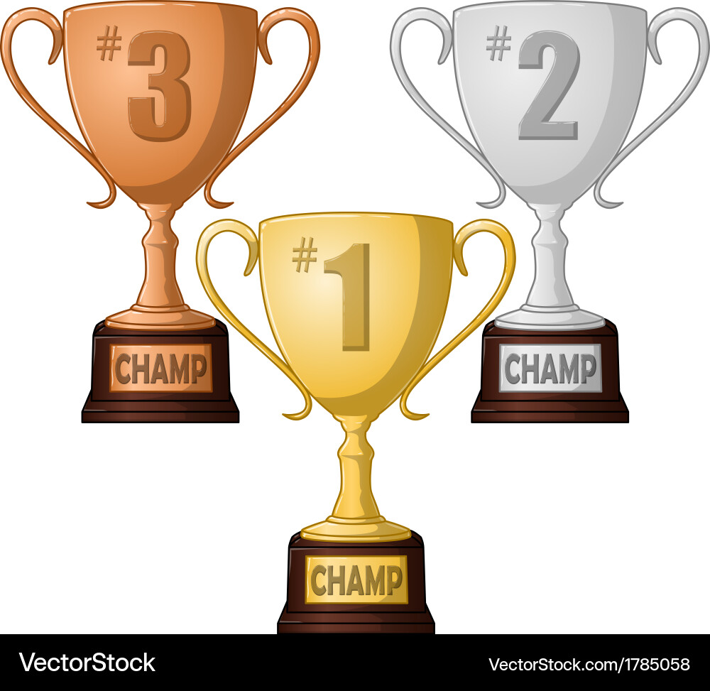 First second anfirst and third place trophy Vector Image