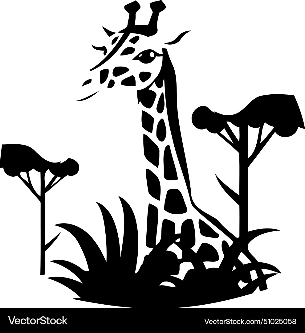 Giraffe in the jungle flat style Royalty Free Vector Image