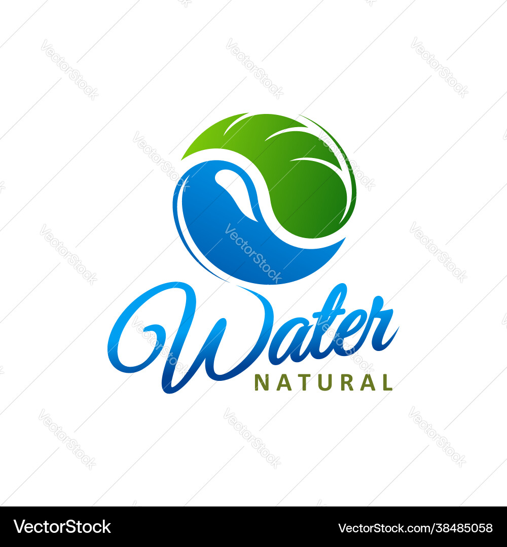 Natural water icon with leaf and drop Royalty Free Vector