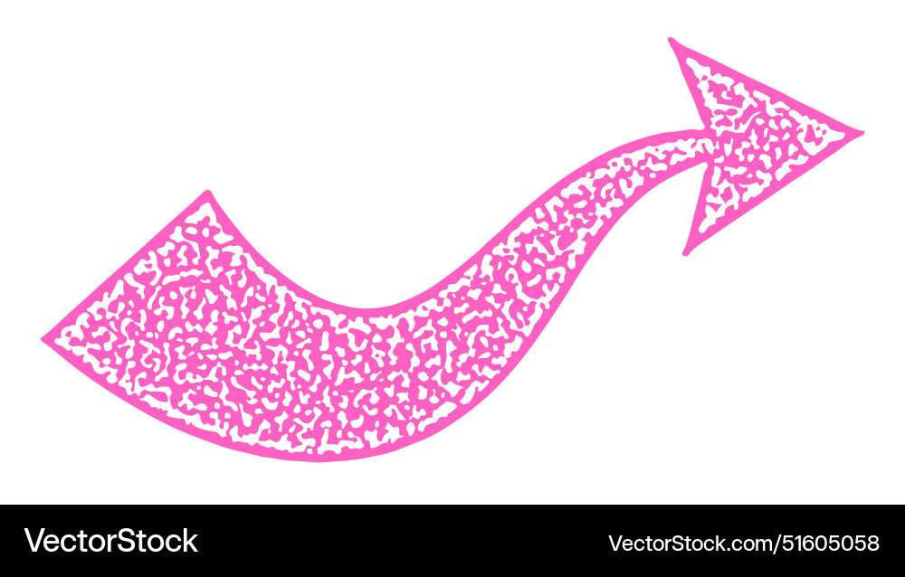 Pink textured curved arrow Royalty Free Vector Image