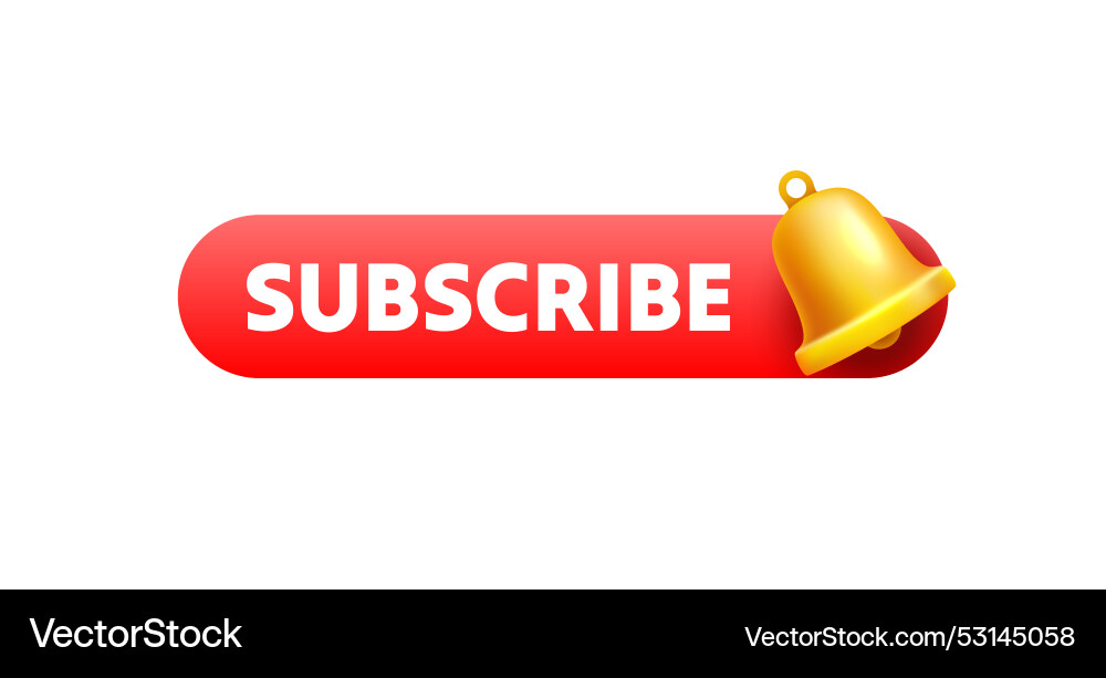Subscribe now bell notification for new content Vector Image
