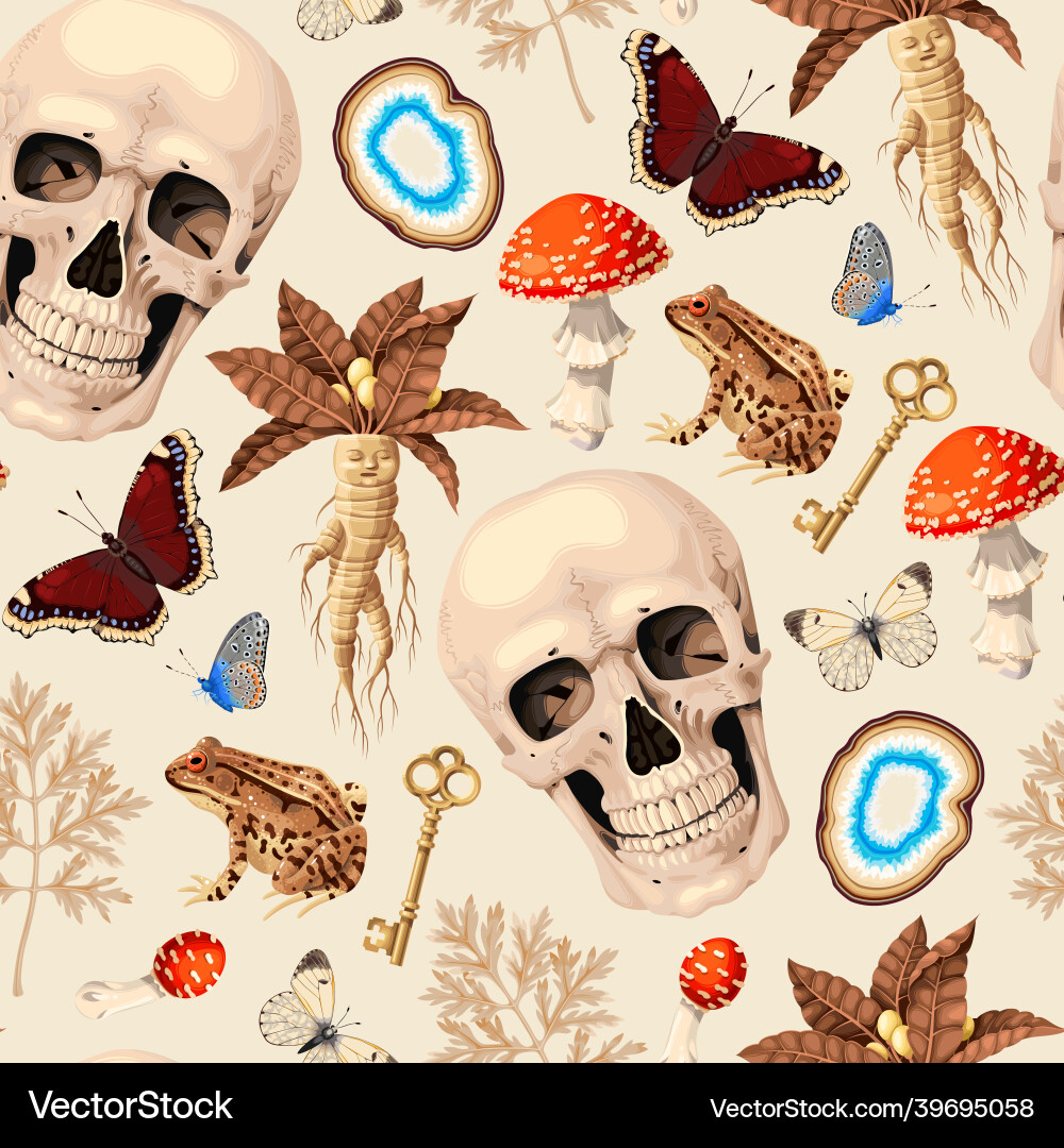 Witchcraft Pattern - Mystical Supplies Royalty Free Vector
