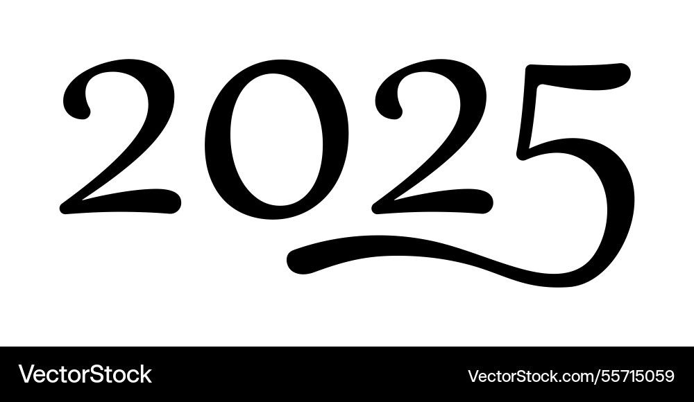 2025 handwritten text typography design Royalty Free Vector