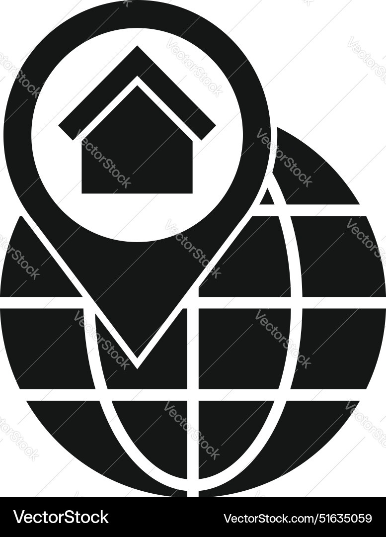 Black pin pointing on house location world map Vector Image