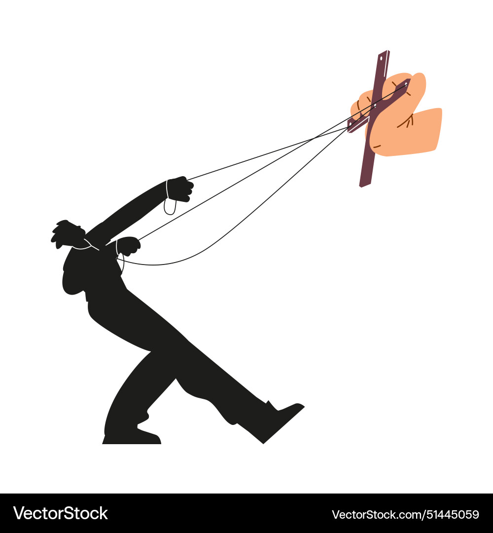 Black silhouette of marionette man controlled Vector Image