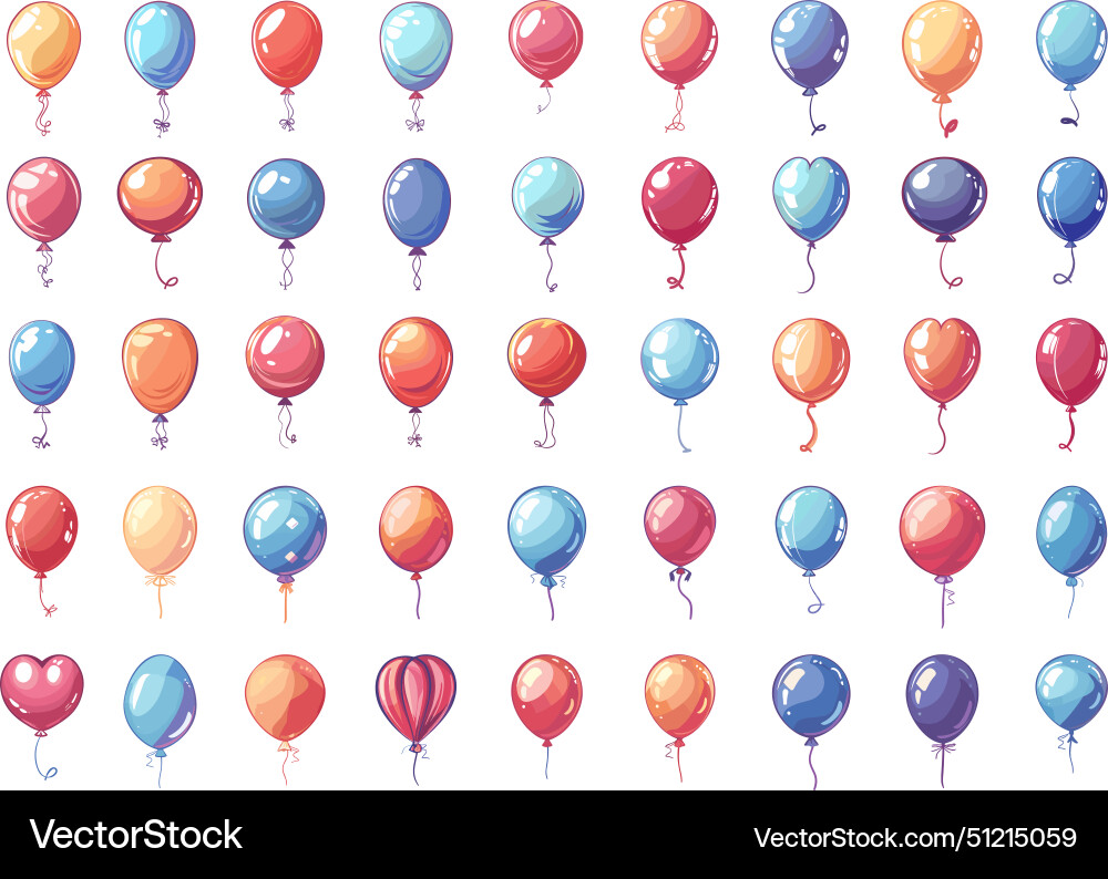 Cartoon festive balloons flat isolated Royalty Free Vector