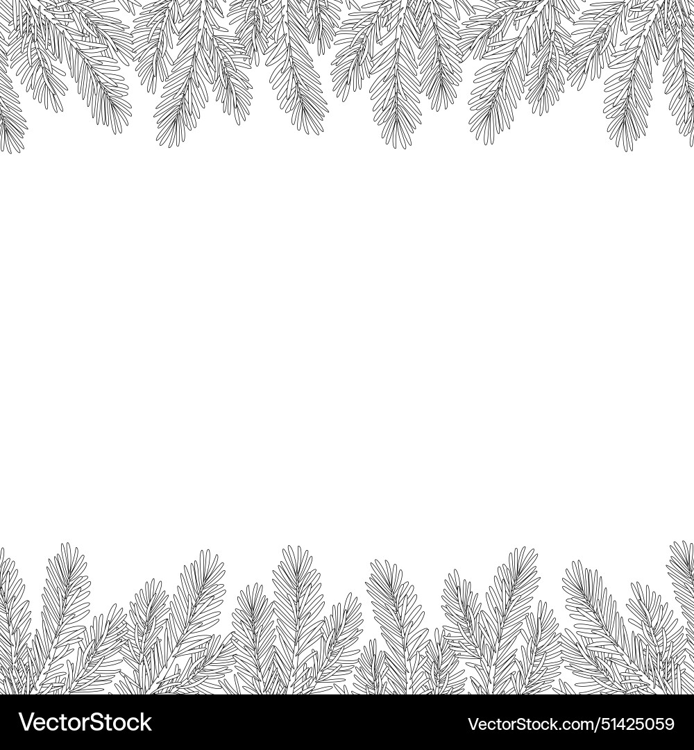Christmas tree branches seamless border line art Vector Image