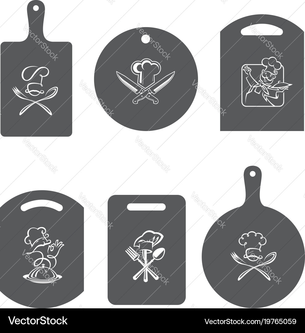 Monochrome Kitchen Cutting Boards Royalty Free Vector Image