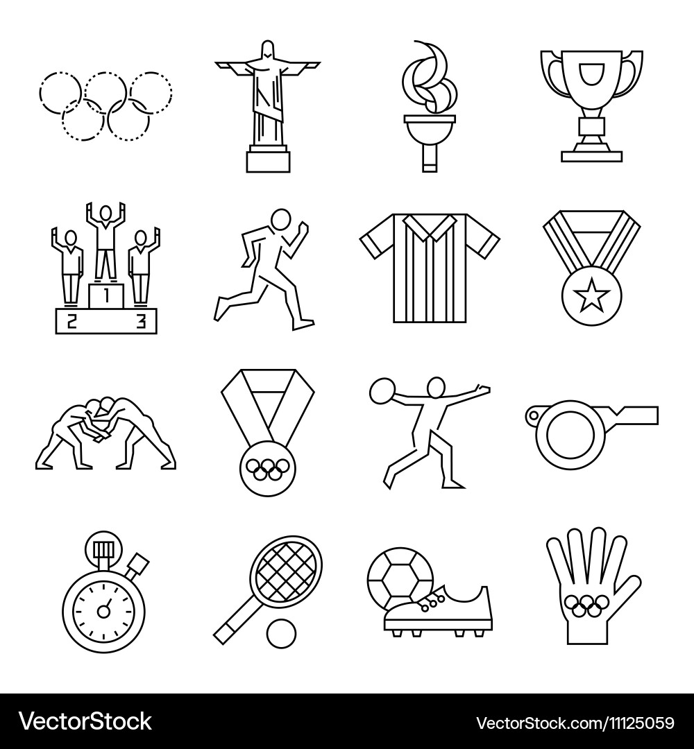 Olympic Line Icons - Games Collection Royalty Free Vector