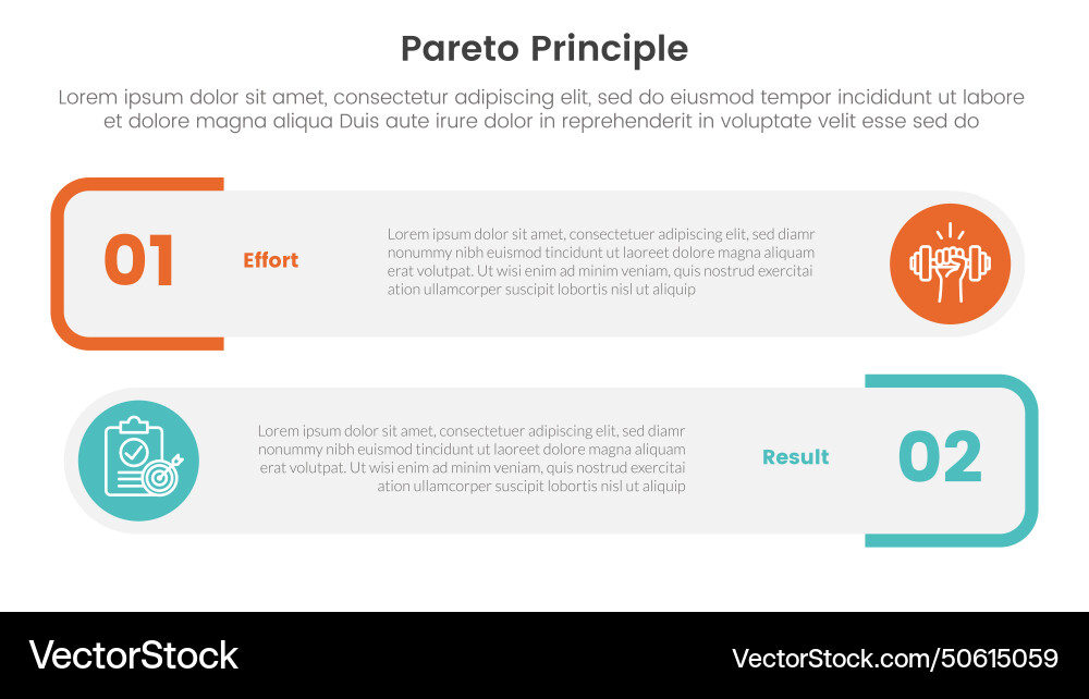 Pareto principle comparison or versus concept Vector Image