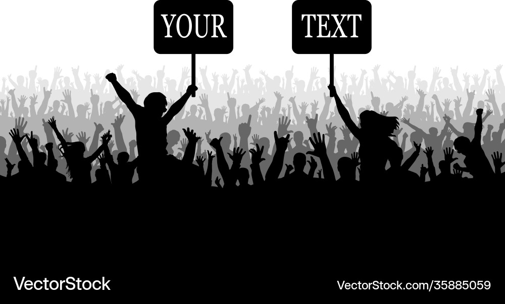 Protest people crowd silhouette Royalty Free Vector Image