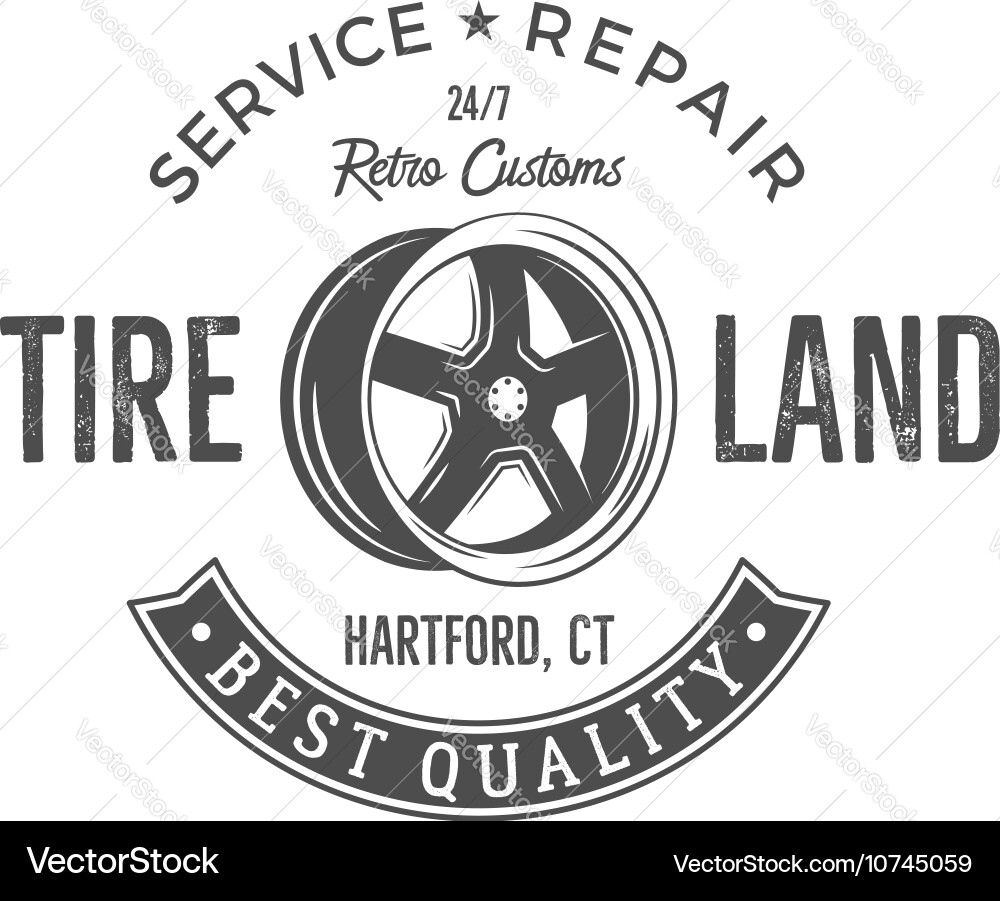 Retro Tire Service Label Royalty Free Vector Image
