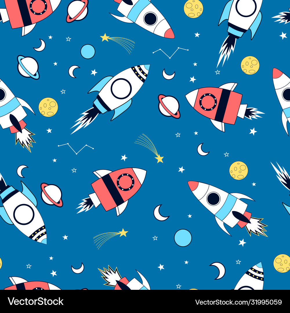 Space seamless pattern print design Royalty Free Vector
