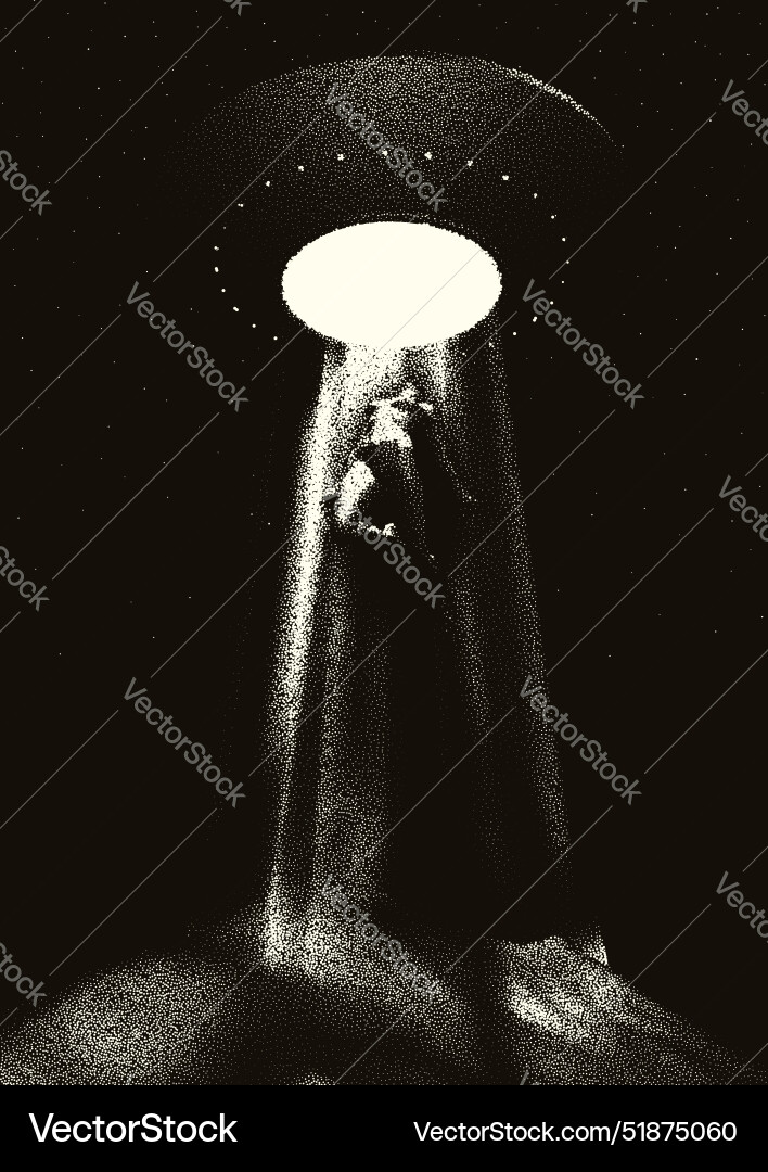 Alien spaceship kidnapping a human Royalty Free Vector Image