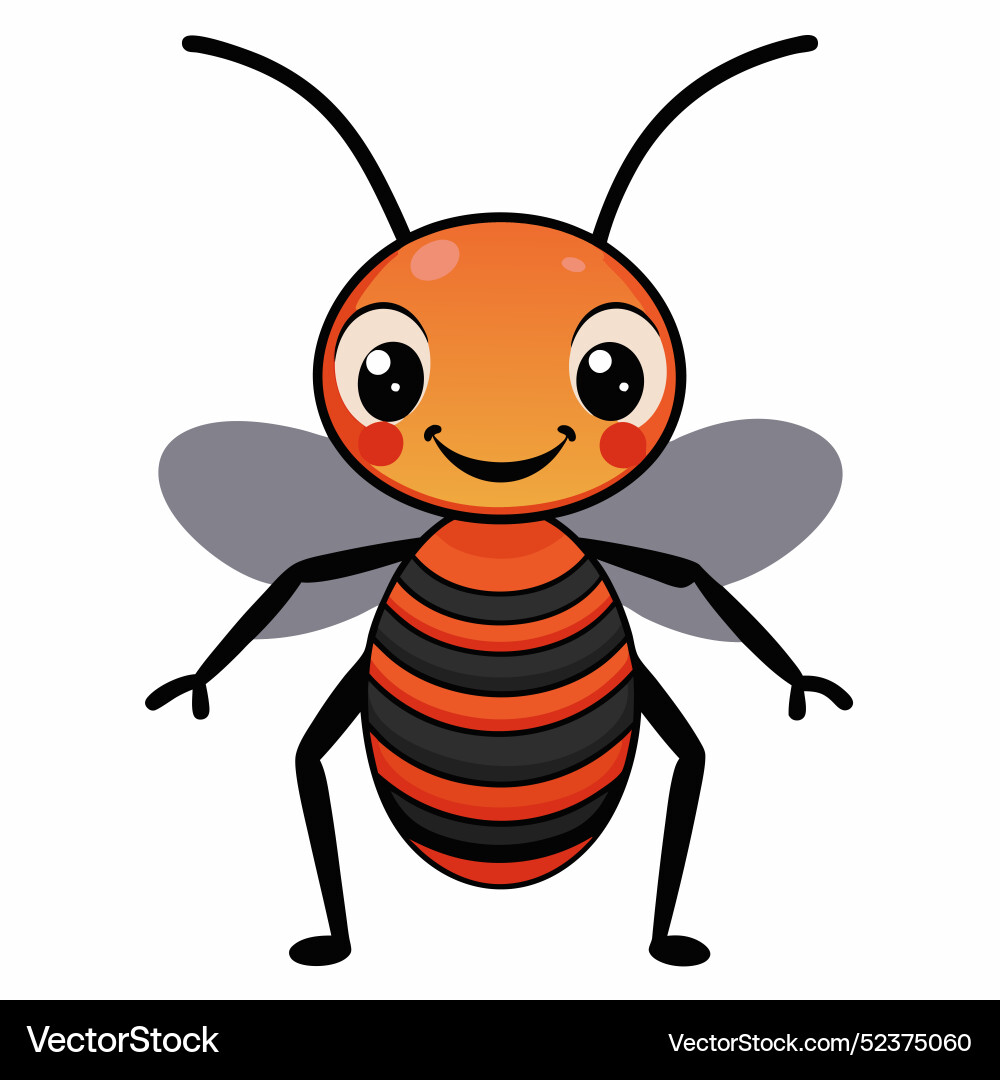 Carpenter ant smiles kawaii Royalty Free Vector Image