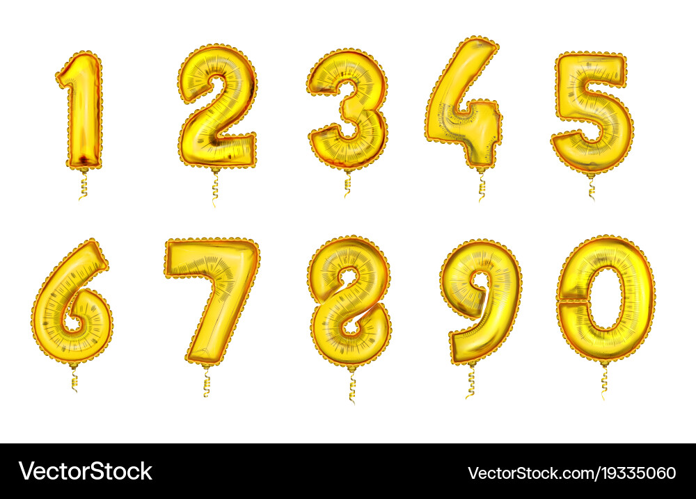 Golden Balloon Number Set Royalty Free Vector Image