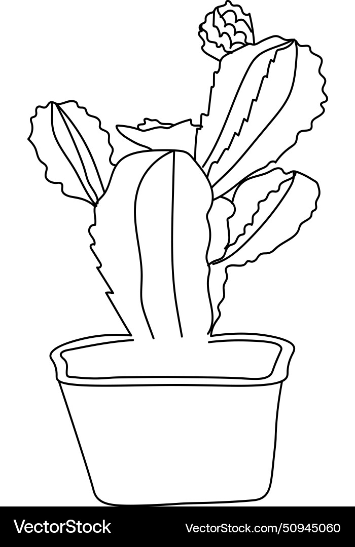 Hand drawn cactus coloring pages for kids Vector Image