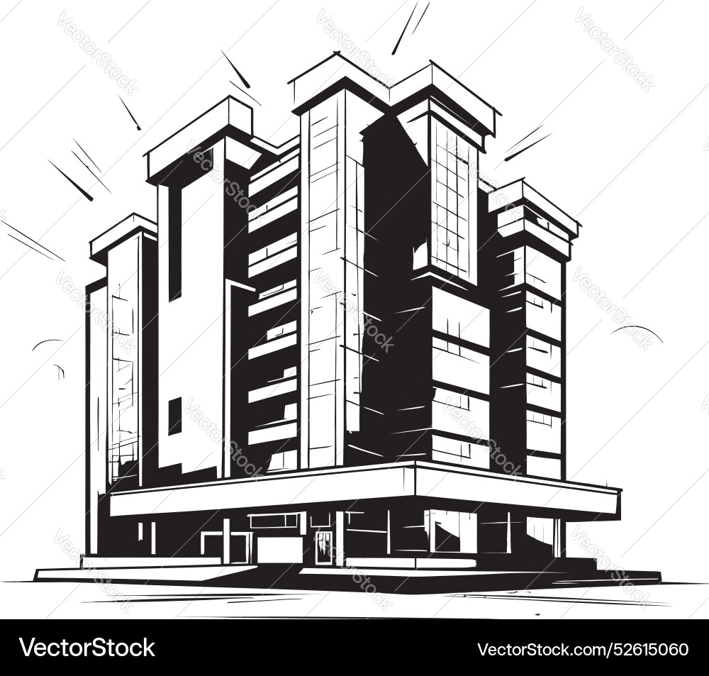 Nightfall commercial concept building icon Vector Image