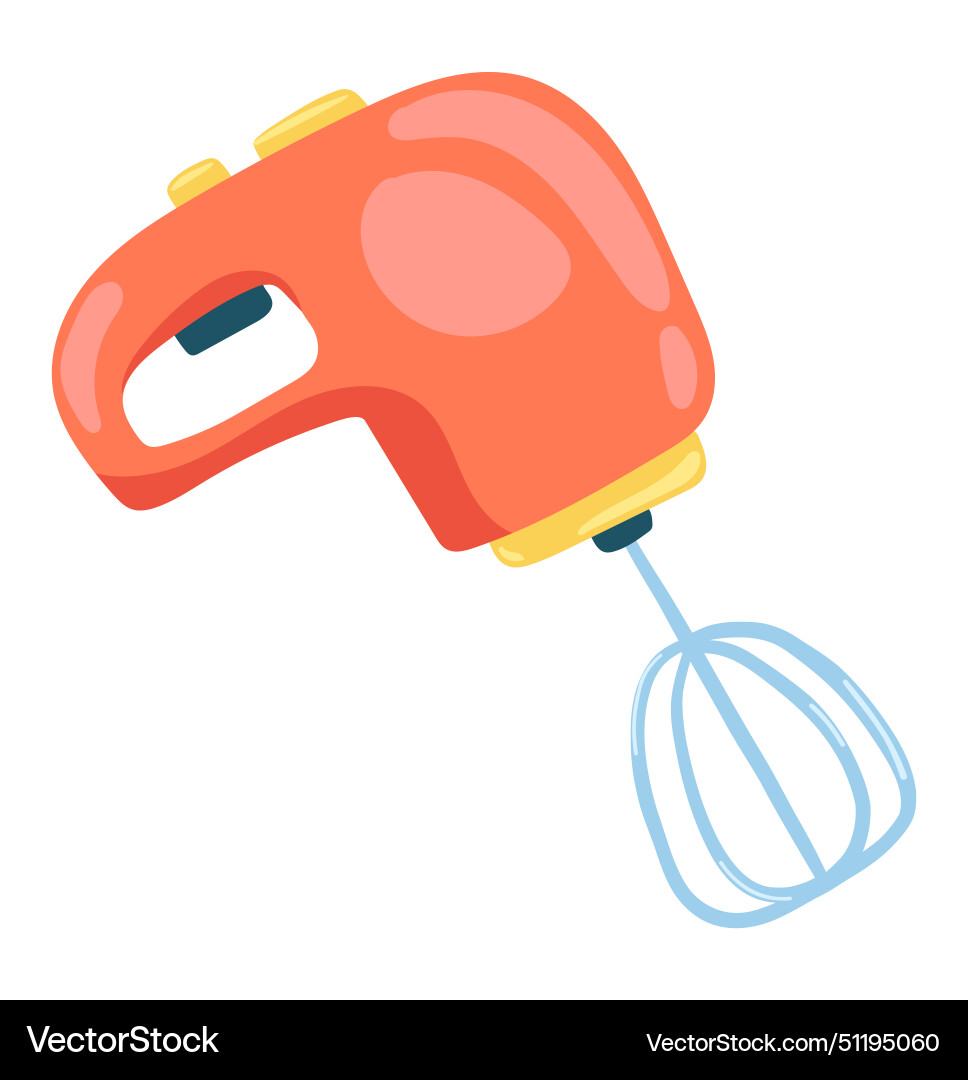 Red hand mixer in flat design kitchenware Vector Image