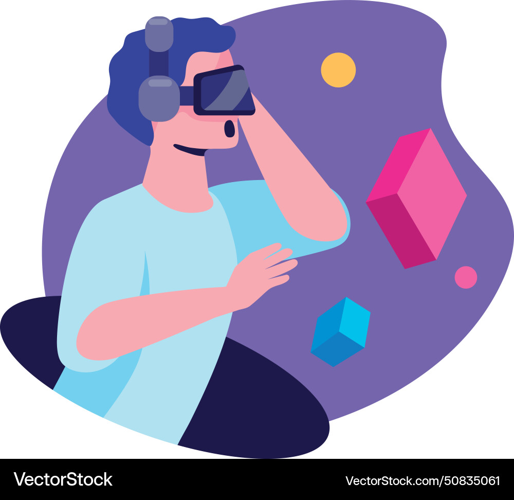 Augmented reality man with goggles Royalty Free Vector Image