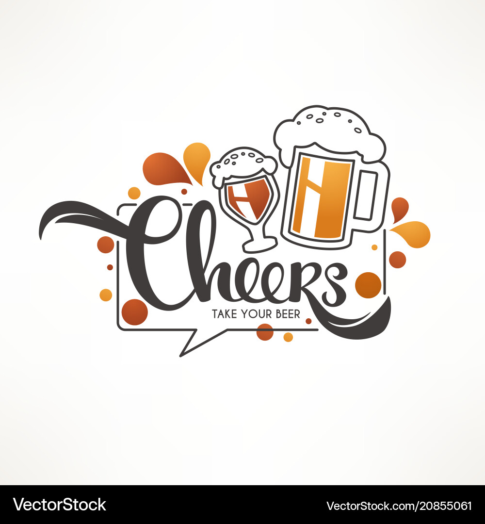 Cheers with draft beer mugs Royalty Free Vector Image