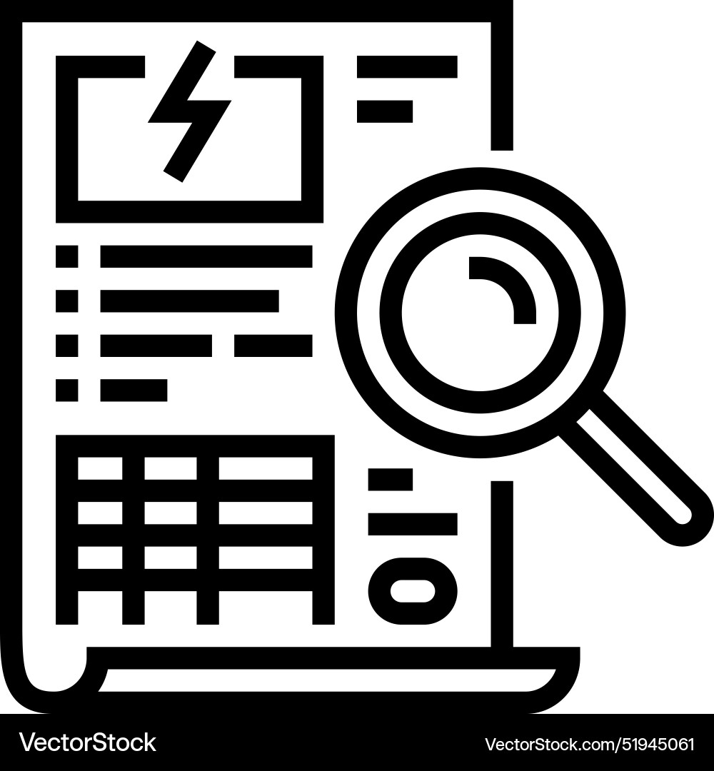 Energy bills analysis line icon Royalty Free Vector Image