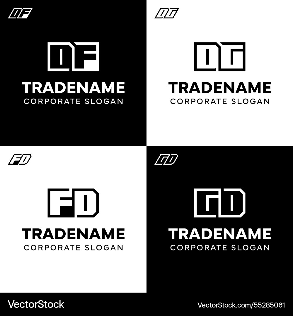 Letters df fd dg gd square and dynamic logo set Vector Image