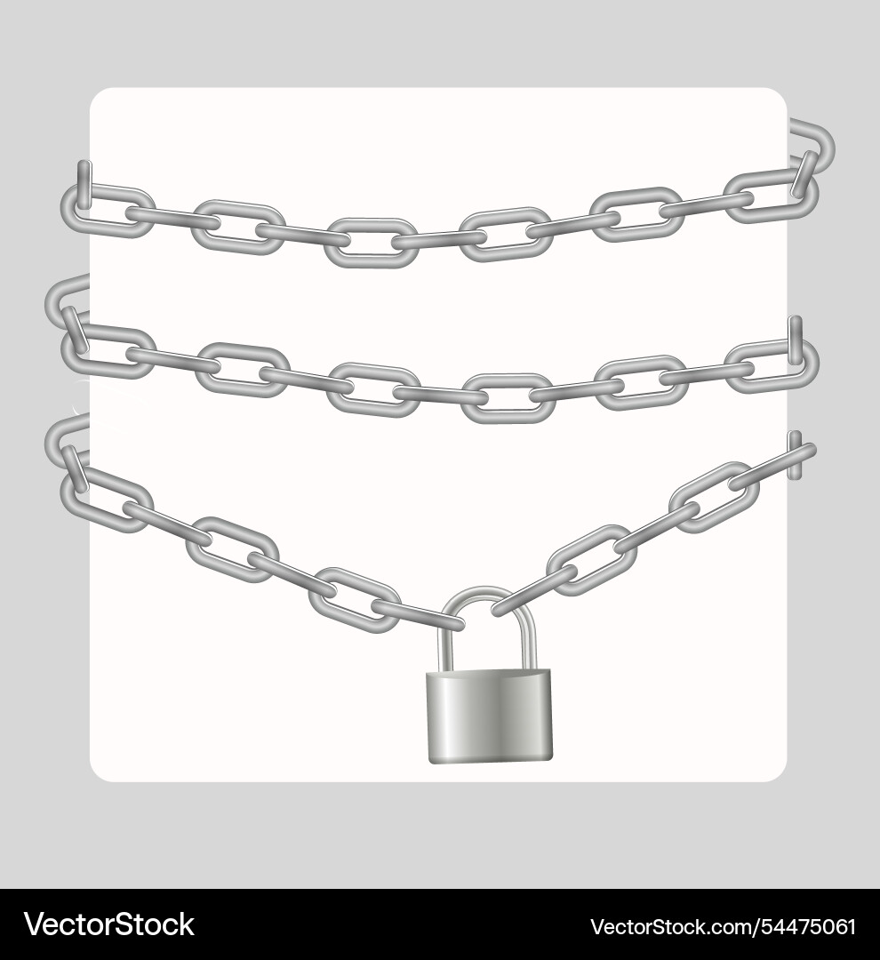 Padlock and chain gray metal Royalty Free Vector Image