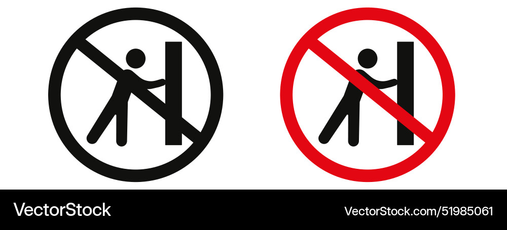 Pushing prohibited sign maintain safety and Vector Image