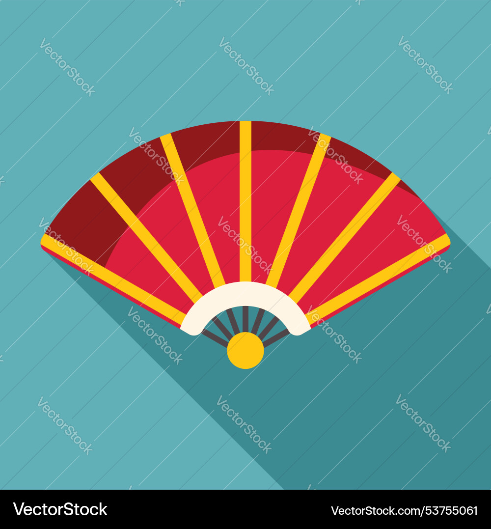 Red chinese hand fan folding over blue background Vector Image
