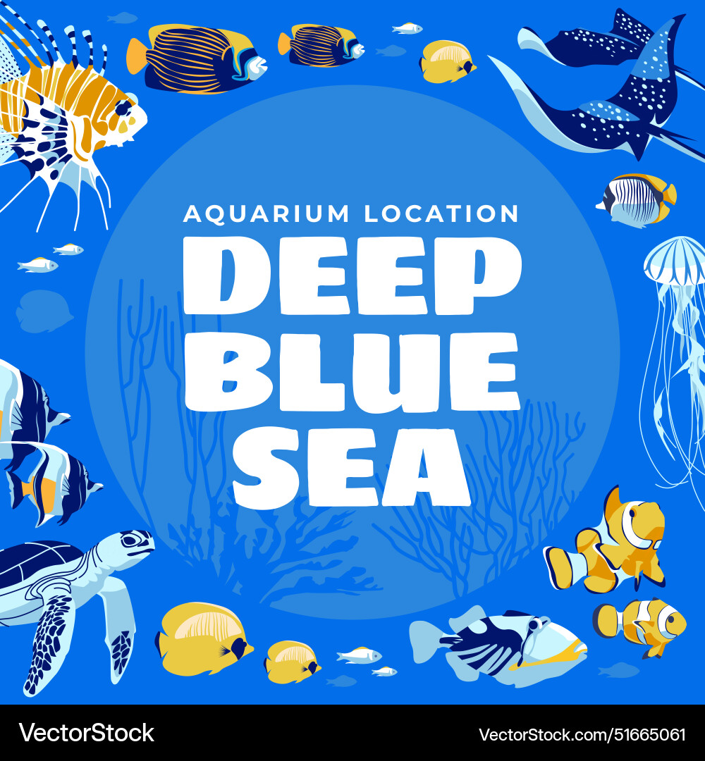 Underwater coral reef animals set advertisement Vector Image