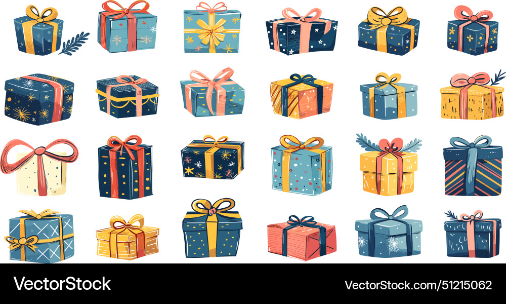 Cartoon gift boxes set presents flat isolated Vector Image