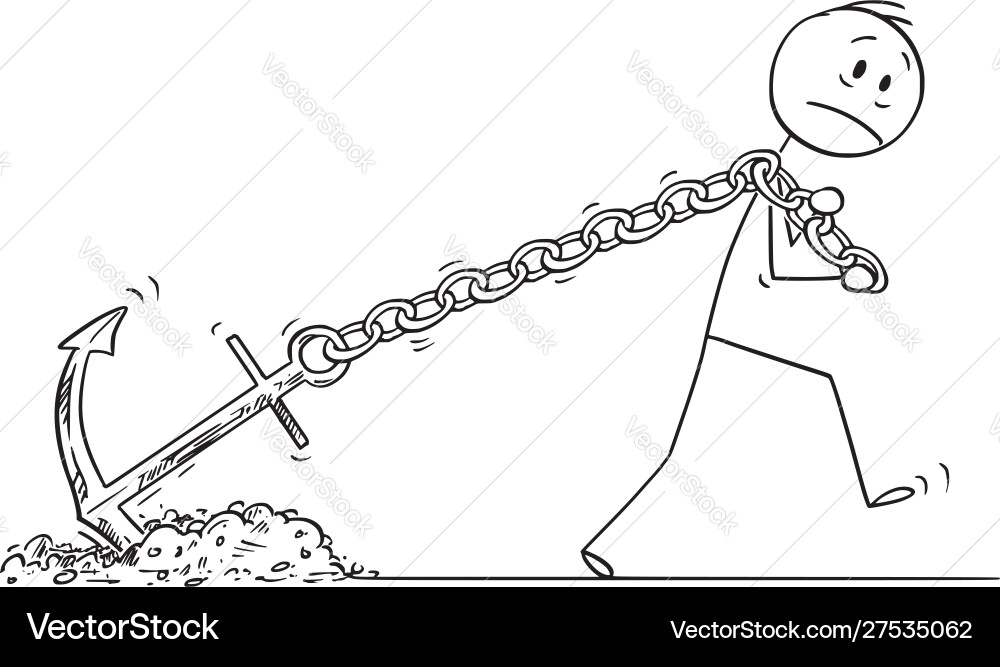 Cartoon man or businessman pulling dragging Vector Image