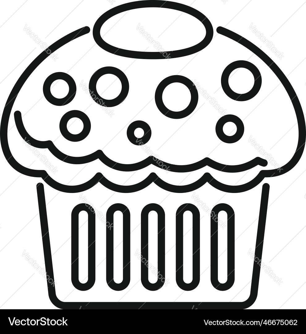 Cupcake icon outline cake food Royalty Free Vector Image