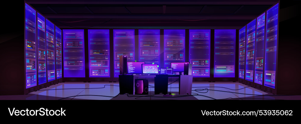 Data center server room interior Royalty Free Vector Image